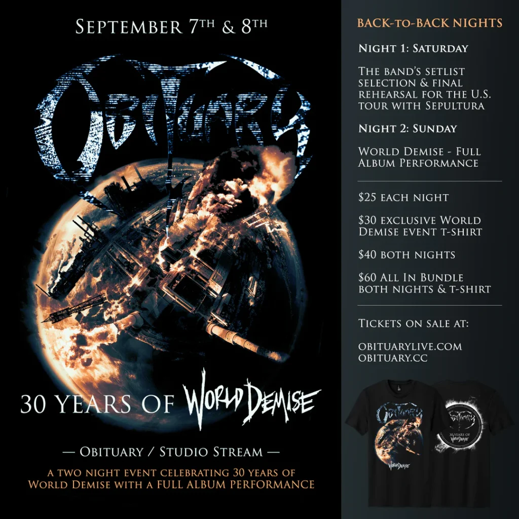 OBITUARY - They celebrate 30 years of World Demise with a "Studio ...